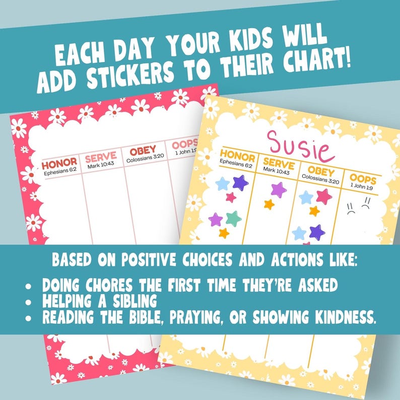 Christian Behavior Chart for Girls: Biblical Star Chart - Etsy