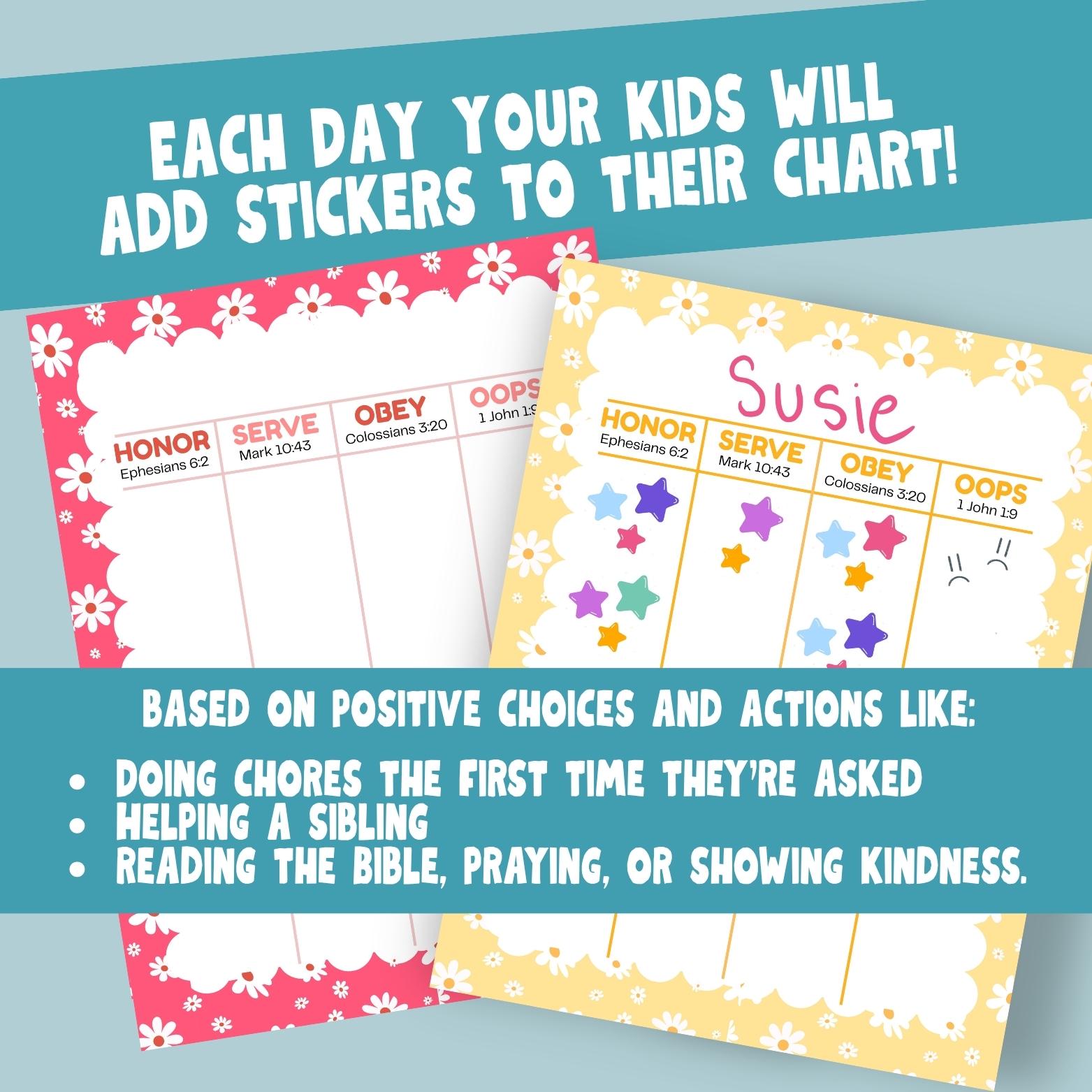 Christian Behavior Chart for Girls: Biblical Star Chart - Etsy