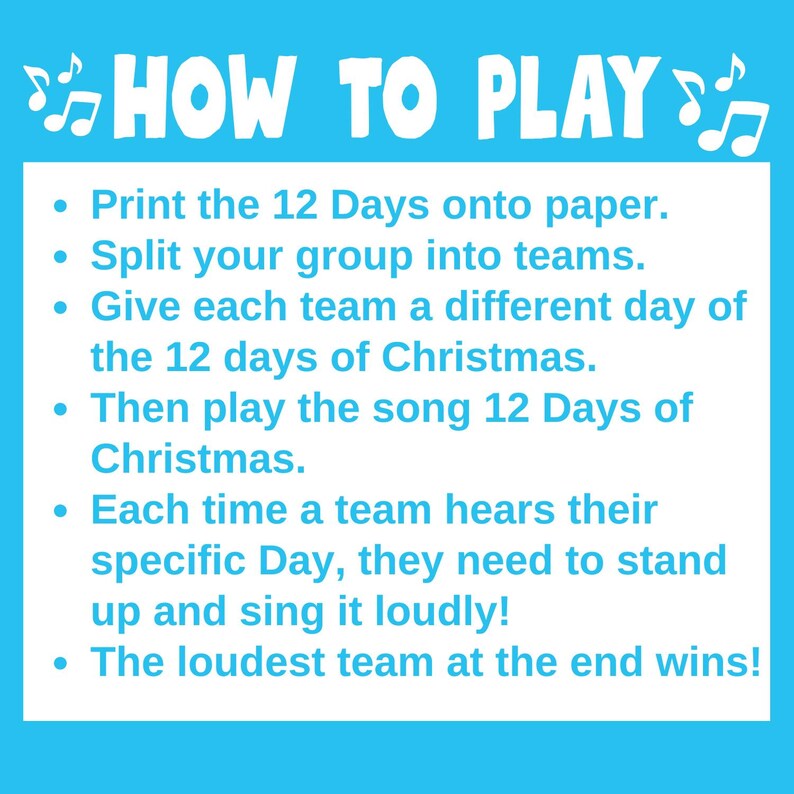 12 Days of Christmas Sing-along Game – Printable Group Activity - Etsy