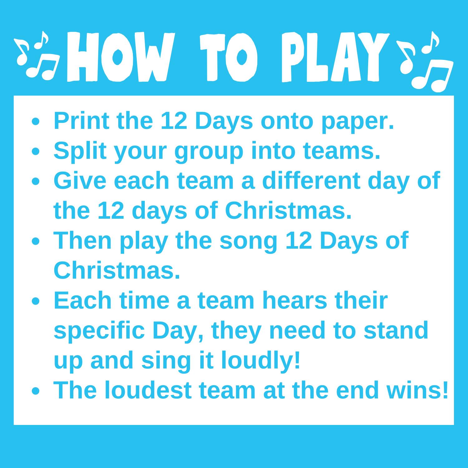 12 Days of Christmas Sing-along Game – Printable Group Activity - Etsy