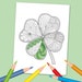 St. Patricks Day, Shamrock Coloring Page. Zentangle Inspired Four Leaf ...