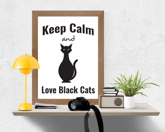 Keep Calm And Love Black Cats Black Cat Lover Notebook: I Love Black