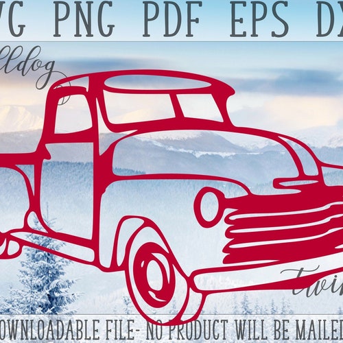 Red Truck SVG Old Truck Outline Cut File Pickup Clipart - Etsy