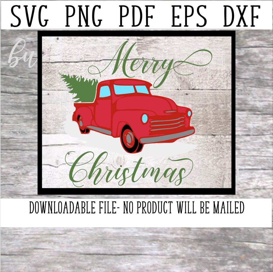 Christmas Clipart, Old Red Truck SVG, Vintage Truck Printable ...