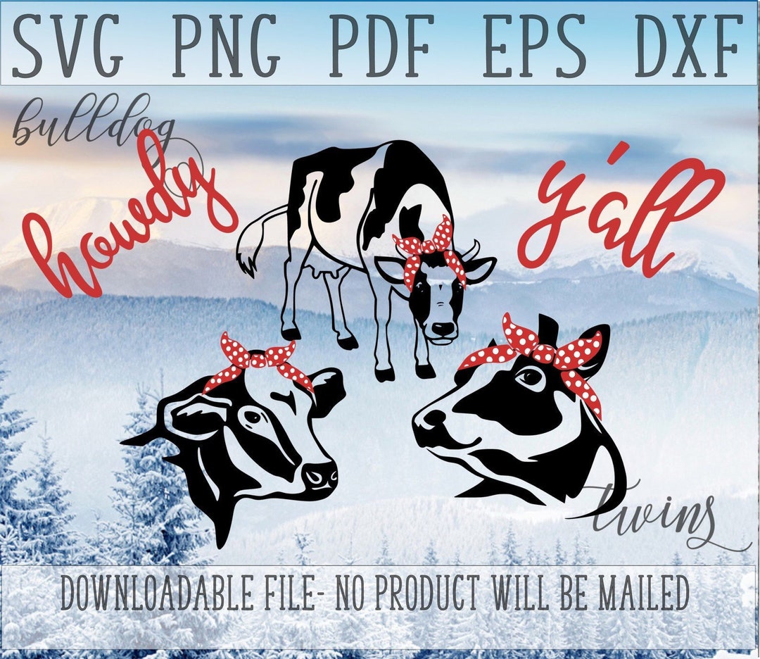 Cow Bandana SVG Set, Heifer Clipart, Cows in Kerchiefs, Cattle Cut File ...