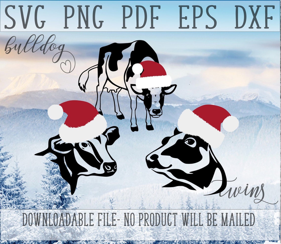Santa Cow SVG Set Christmas Cut File Xmas Holstein PNG | Etsy