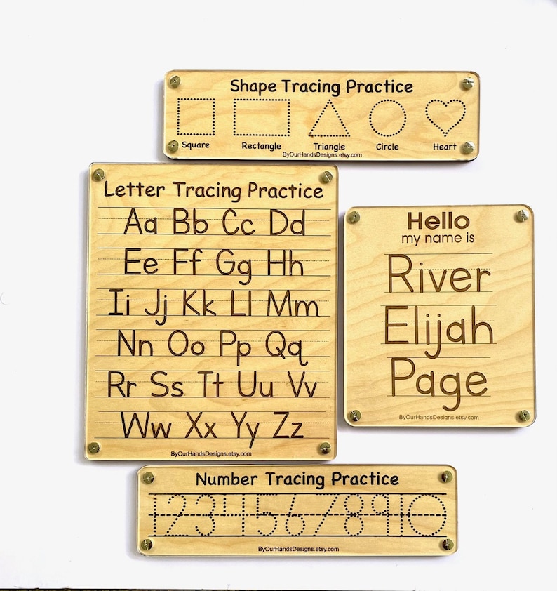 Wooden Name Tracing Board: ABC, Numbers, Shapes - Etsy