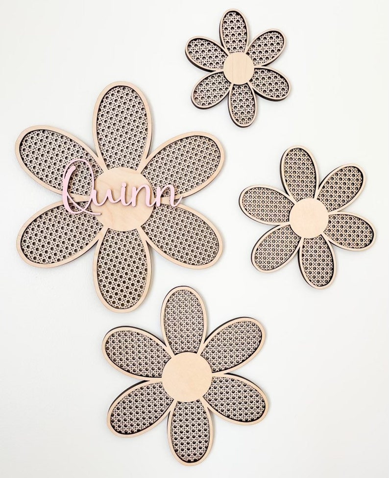 Rattan Flower Wall Decor Boho Wall Decor Rattan Wall Sign - Etsy