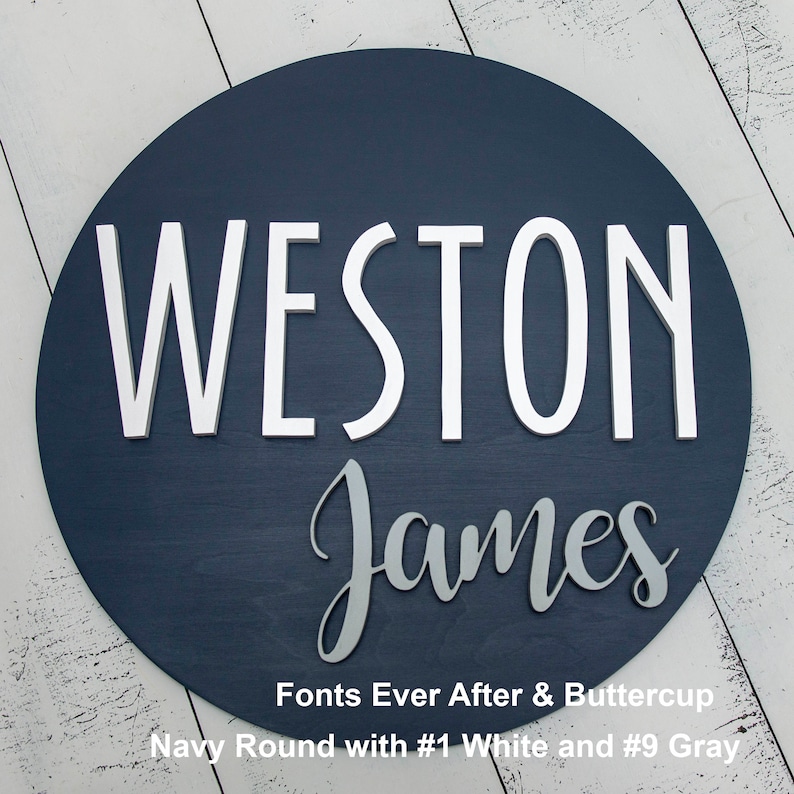 Round 3D Wooden Nursery Name SignCustom Name SignNursery | Etsy