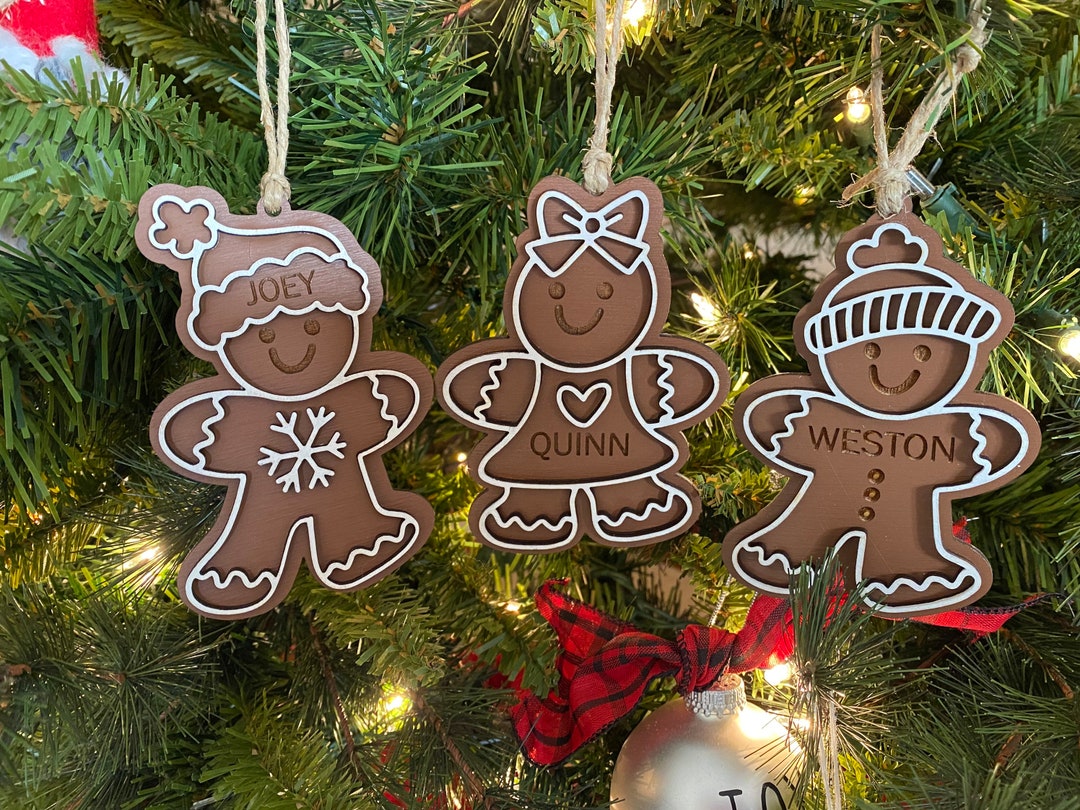 Personalized Wooden Gingerbread Christmas Ornament, Gift Tag - Etsy