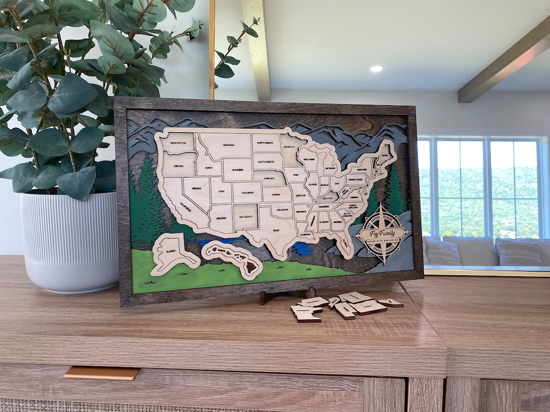 Wooden USA Travel Map, Wooden Map of United States, Wood Map of United ...