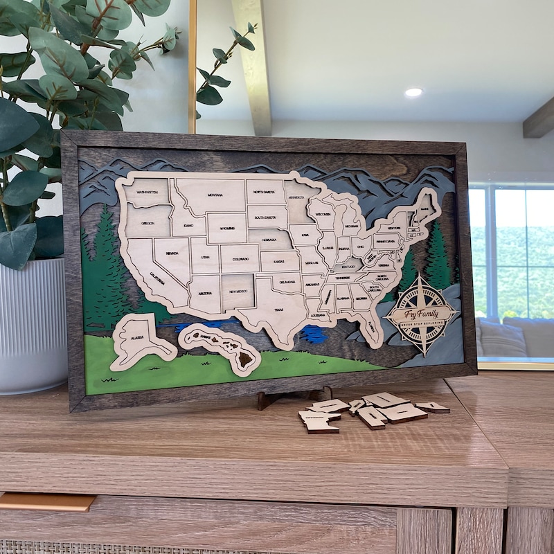 Wooden Usa Puzzle - Etsy