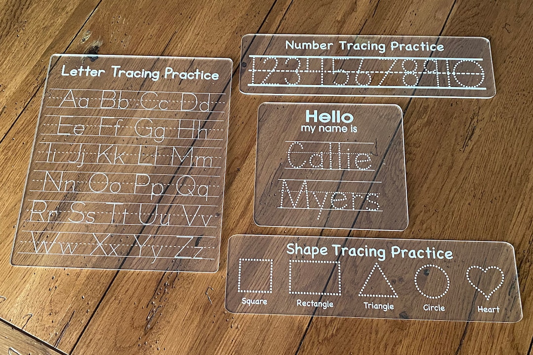 Acrylic Name Tracing Board: Letter, Number & Shape Practice - Etsy