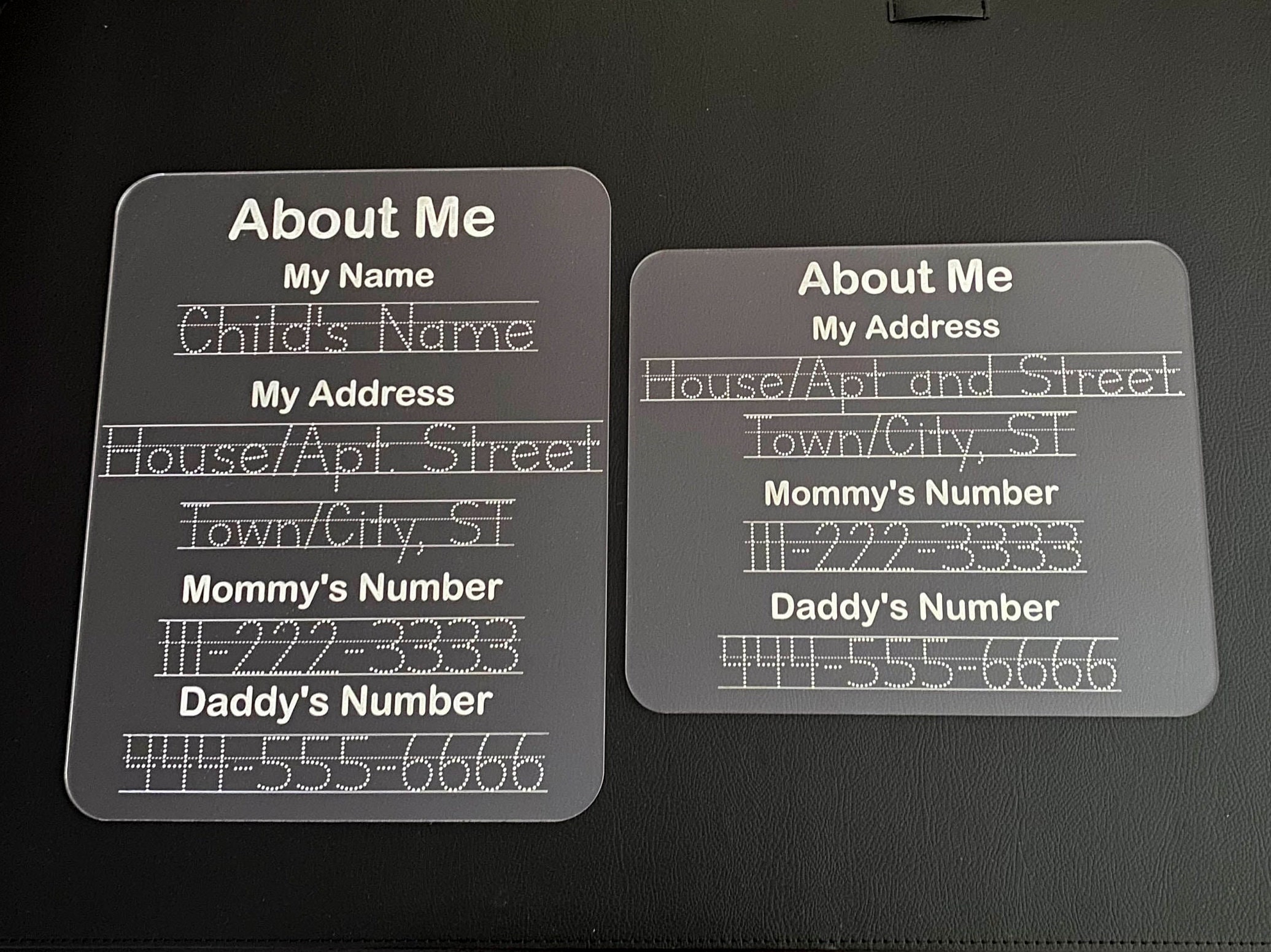 Name Address and Phone Numbers Learning Board Acrylic Dry - Etsy