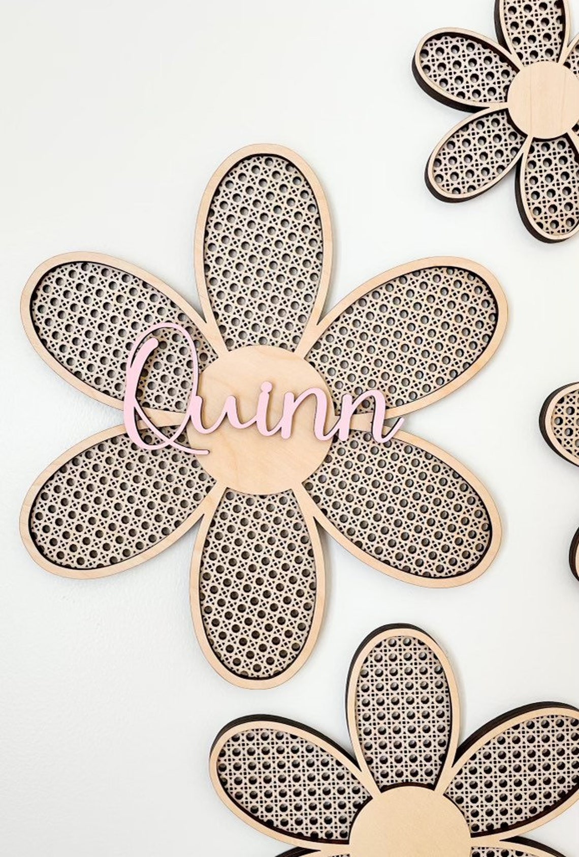 Rattan Flower Wall Decor Boho Wall Decor Rattan Wall Sign - Etsy