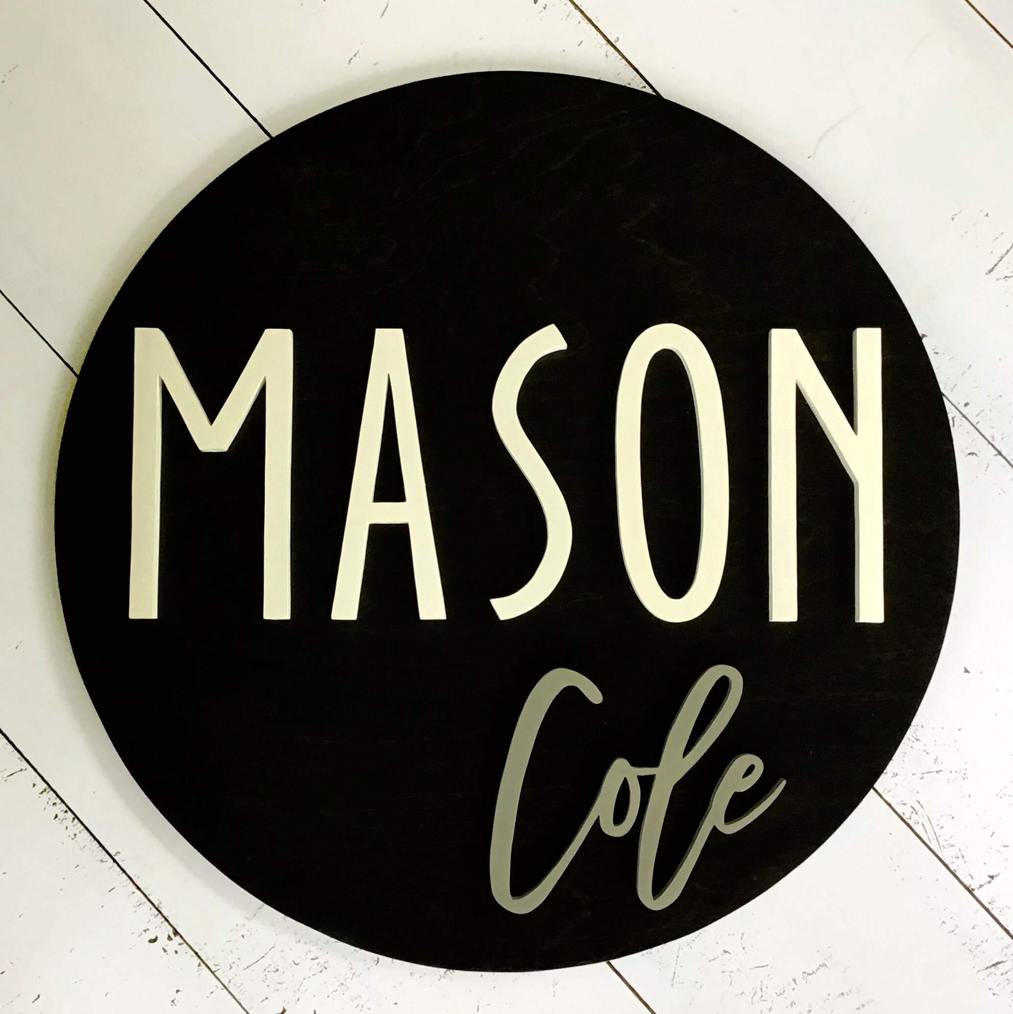 Name Sign for Nursery Boy Round Name Sign Name Sign Wood | Etsy