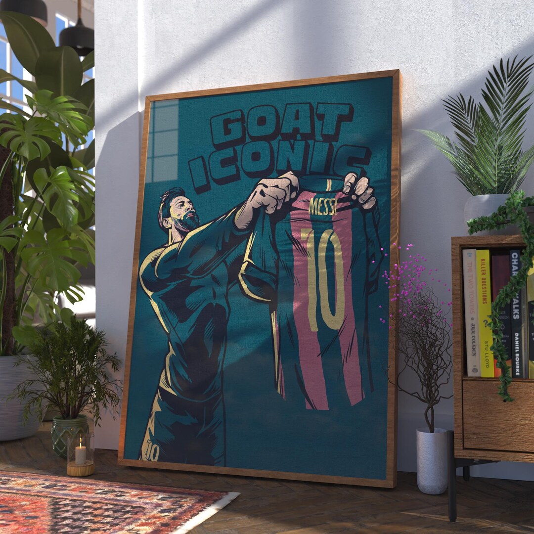 Lionel Messi GOAT Iconic Poster, Football Legend Art (digital Download ...