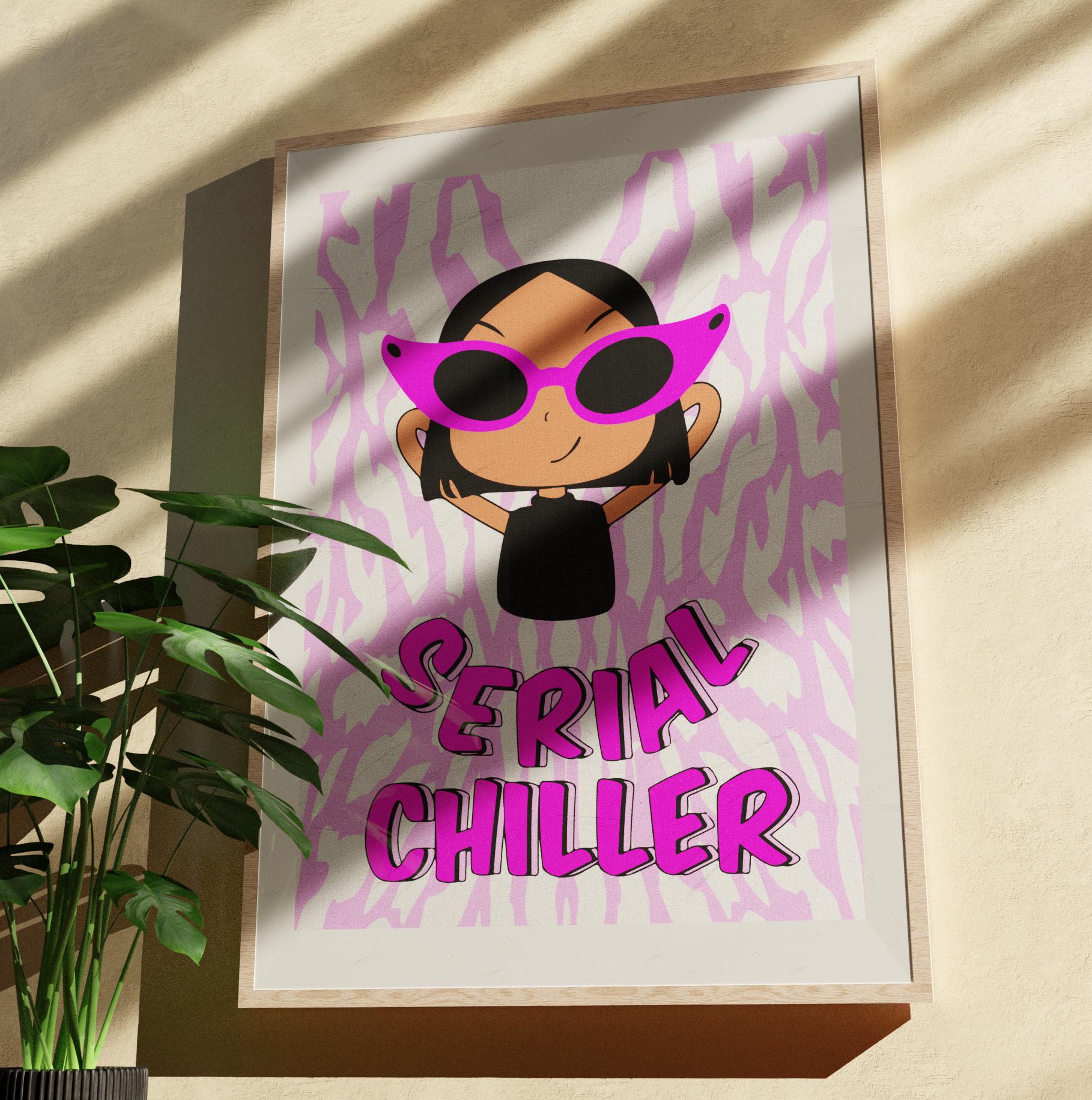 Serial Chiller Pink Poster – Cool Girl Wall Art With Sunglasses – Funny ...