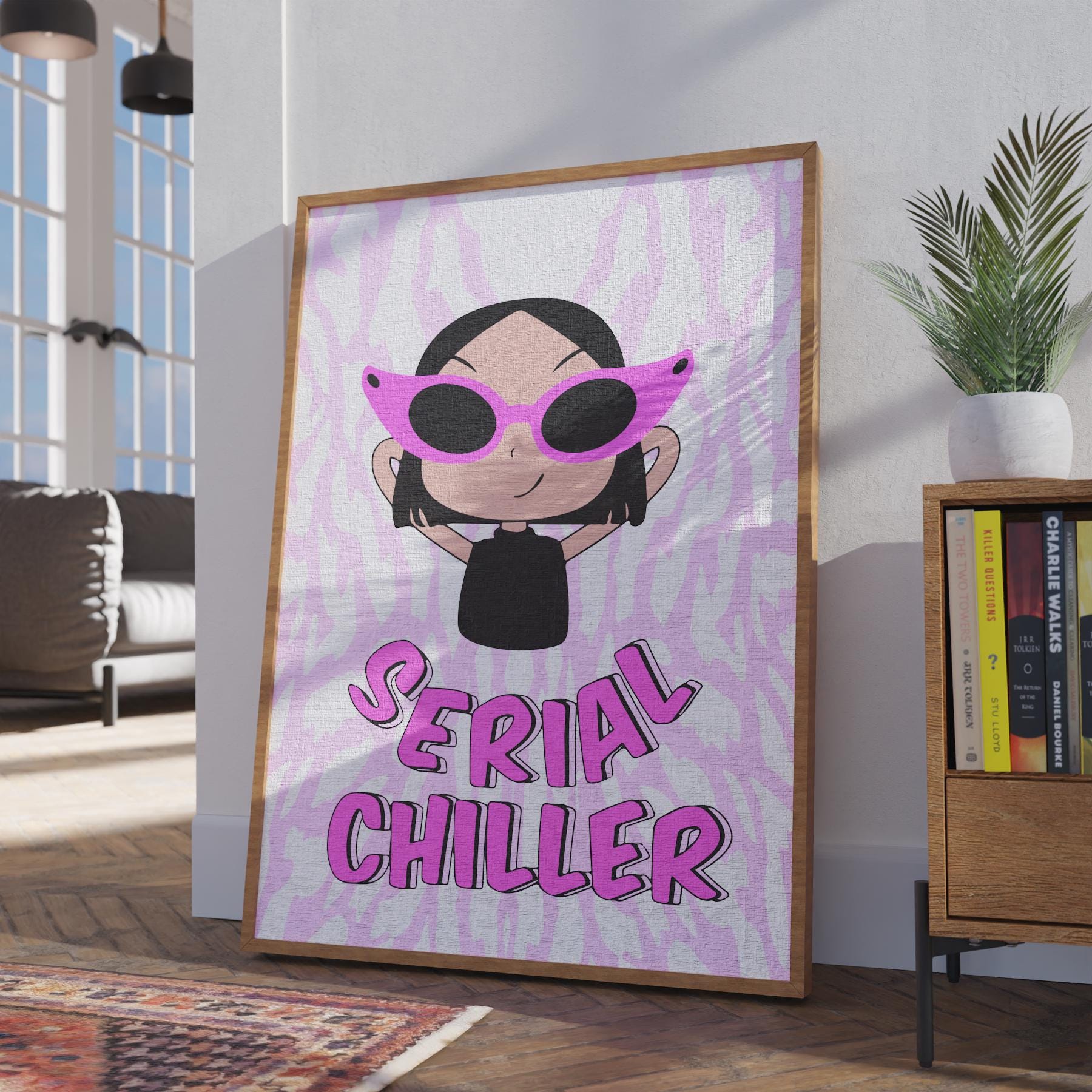 Serial Chiller Pink Poster – Cool Girl Wall Art With Sunglasses – Funny ...