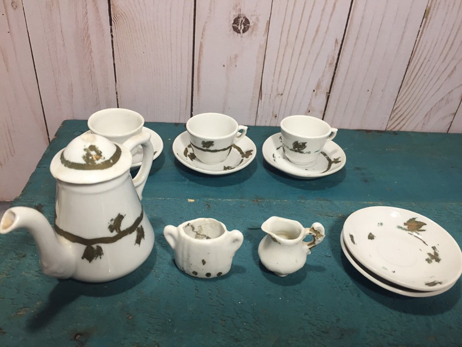 Victorian Toy Tea Set Doll Dishes Porcelain Tea Set Vintage - Etsy