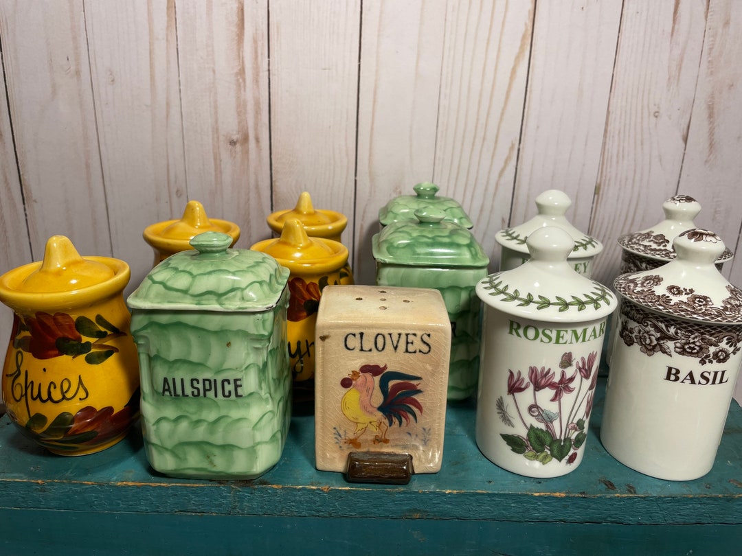 Vintage Porcelain Spice Containers and NOS, Replacement Pieces, Buyers ...