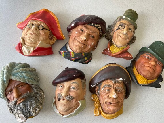 Vintage Bosson Style Chalkware Bust Wall Hangings Made in - Etsy