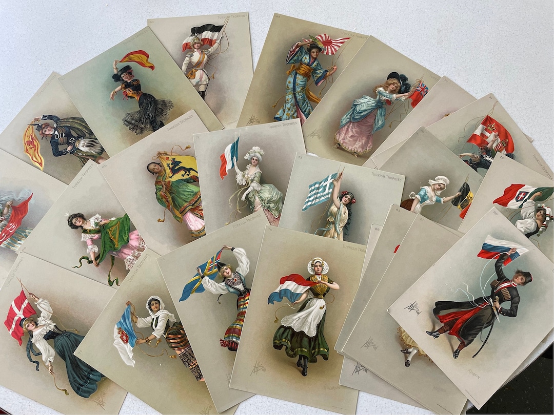 Antique Cigarette Tobacco Trading Cards, Turkish Trophies Flag Series ...