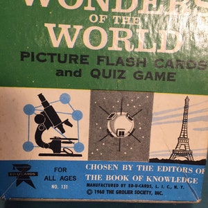 Vintage 1960 Game, Book of Knowledge, Picture Flash Cards, Quiz Game ...