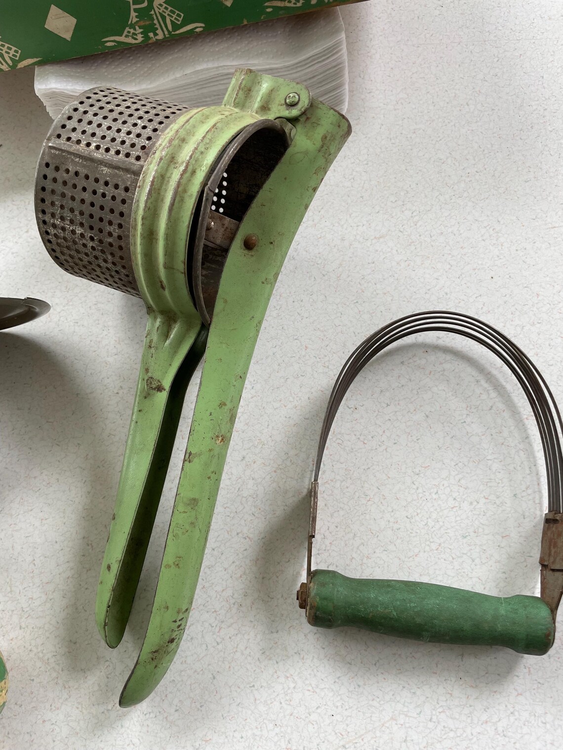 Vintage Green Handle Kitchen Hand Tools, Larger Sizes, Farmhouse ...