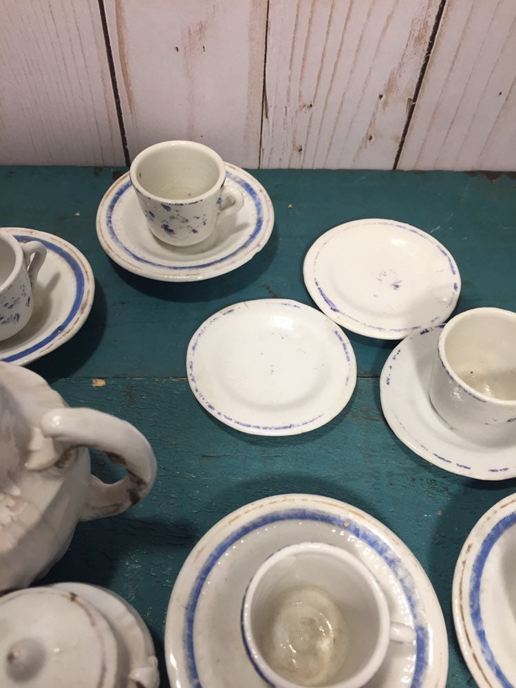Victorian Toy Tea Set Doll Dishes Porcelain Tea Set Child | Etsy