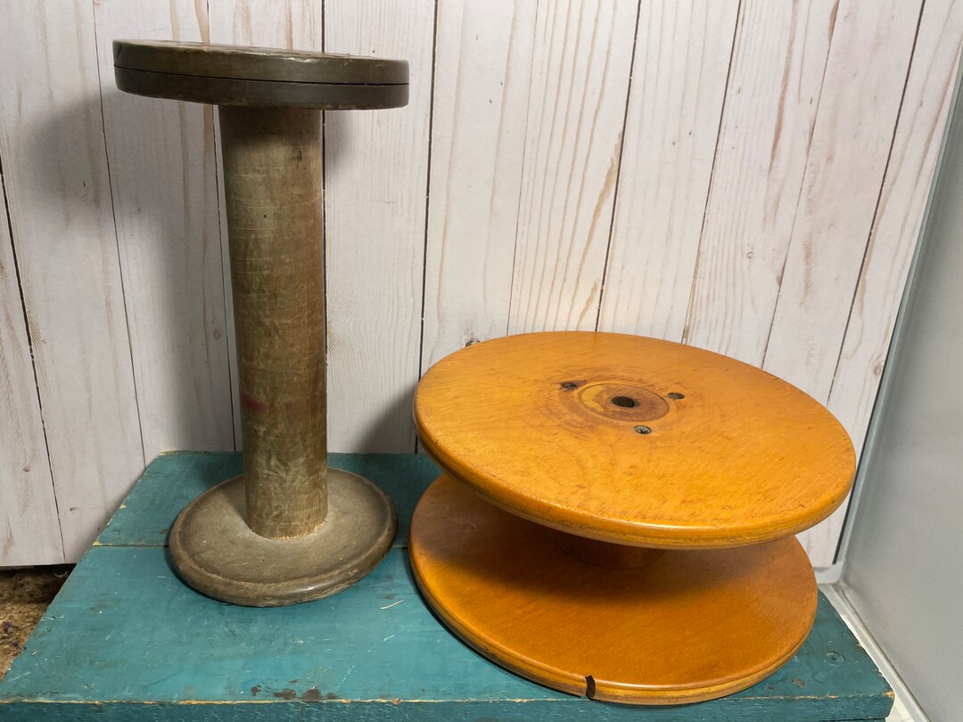 Antique Wood Sewing Industrial Maple Spools, Textile, Manufacturing ...