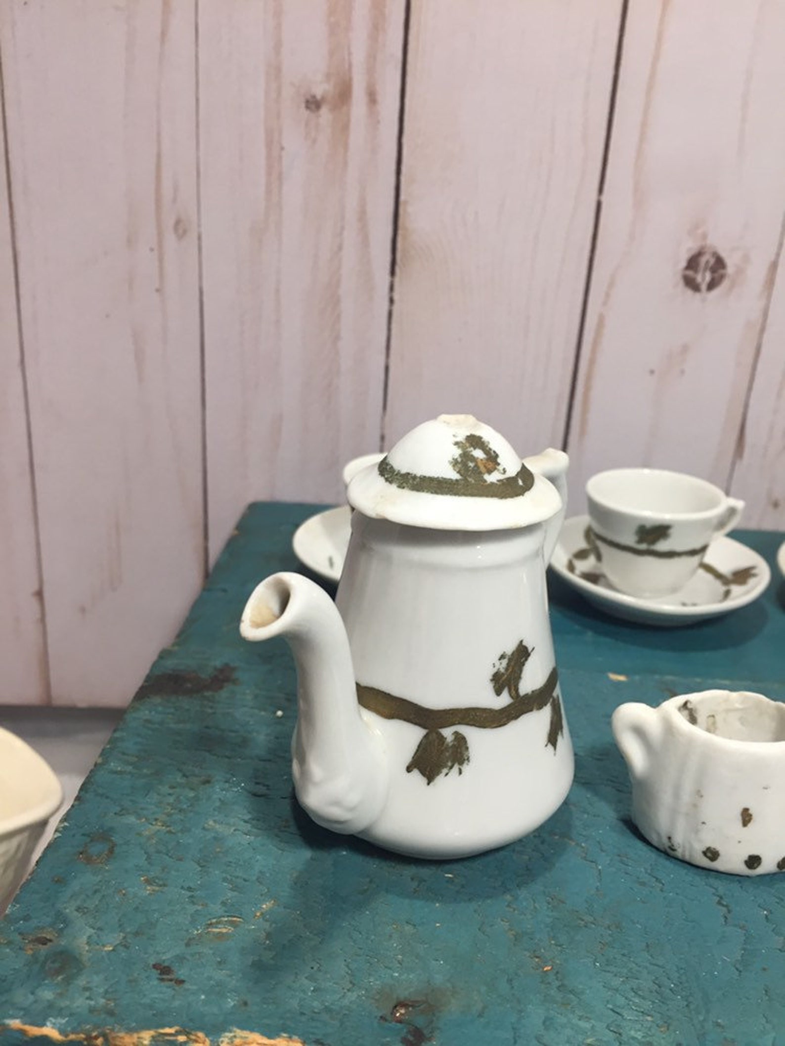 Victorian Toy Tea Set Doll Dishes Porcelain Tea Set Vintage - Etsy