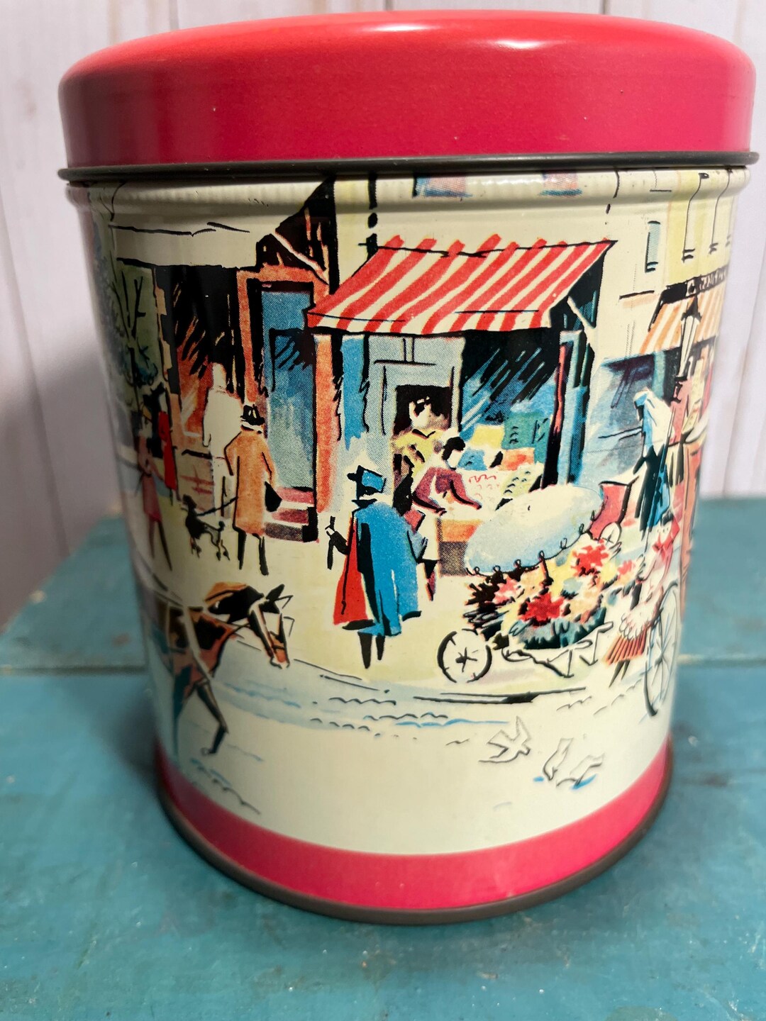 Pretty Pink Vintage Rosemarie De Paris Tin, Vanity, Desk Organizer ...