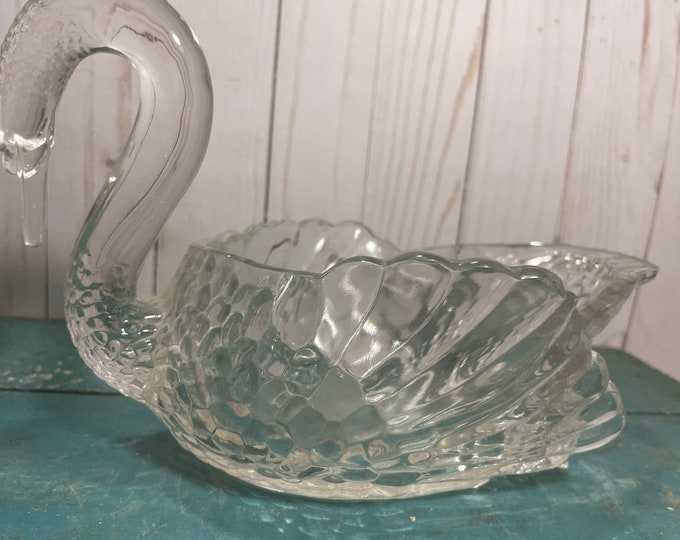 Vintage Clear Glass Swan, Unmarked, Swan Centerpiece Bowl, Holiday ...