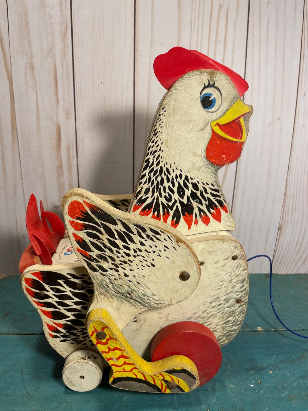 Vintage Fisher Price Cackling Hen, Chicken Pull Toy, Nursery Decor - Etsy