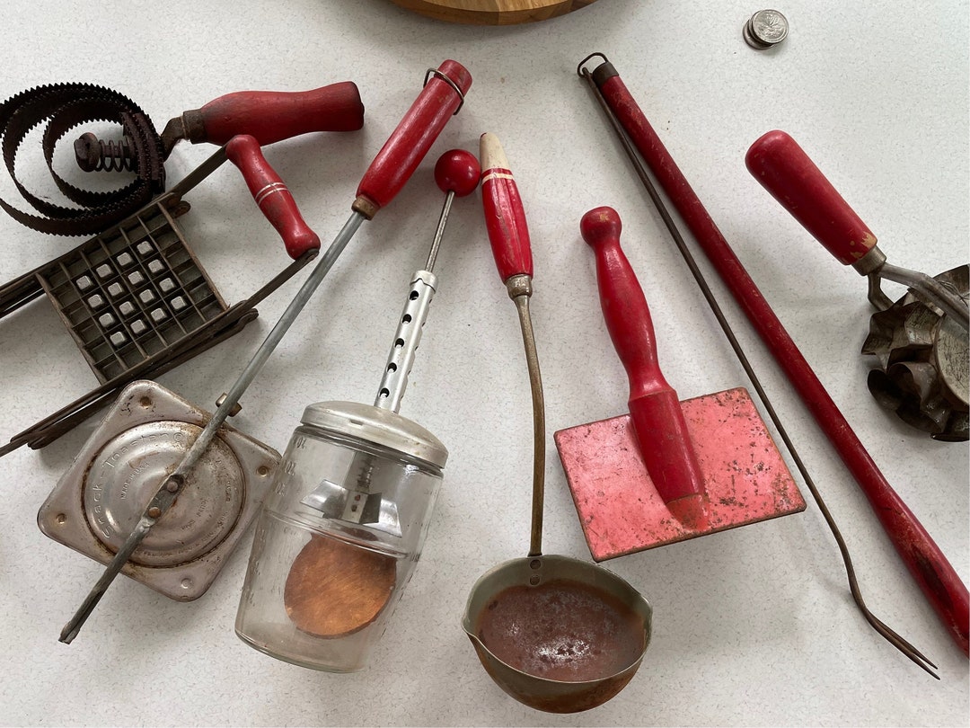 Vintage Red Handle Kitchen Hand Tools, Larger Sizes, Farmhouse Kitchen ...