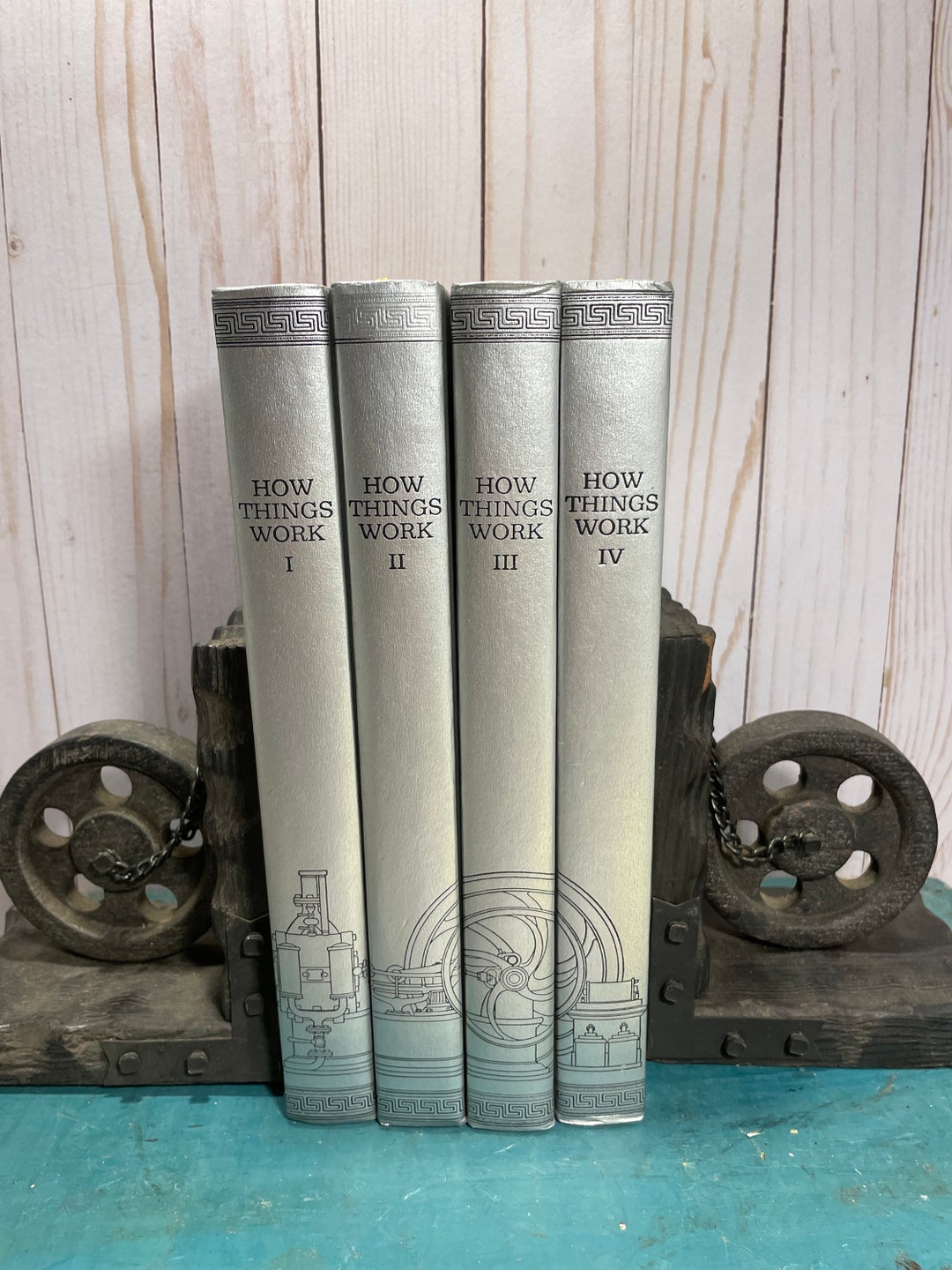 Industrial Chic Wooden Bookends, Vintage Bookends, Office Decor ...