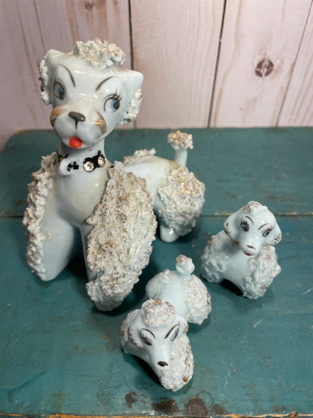 Vintage Family of Blue Spaghetti Poodles, Fifties Kitschy, Lipper and ...