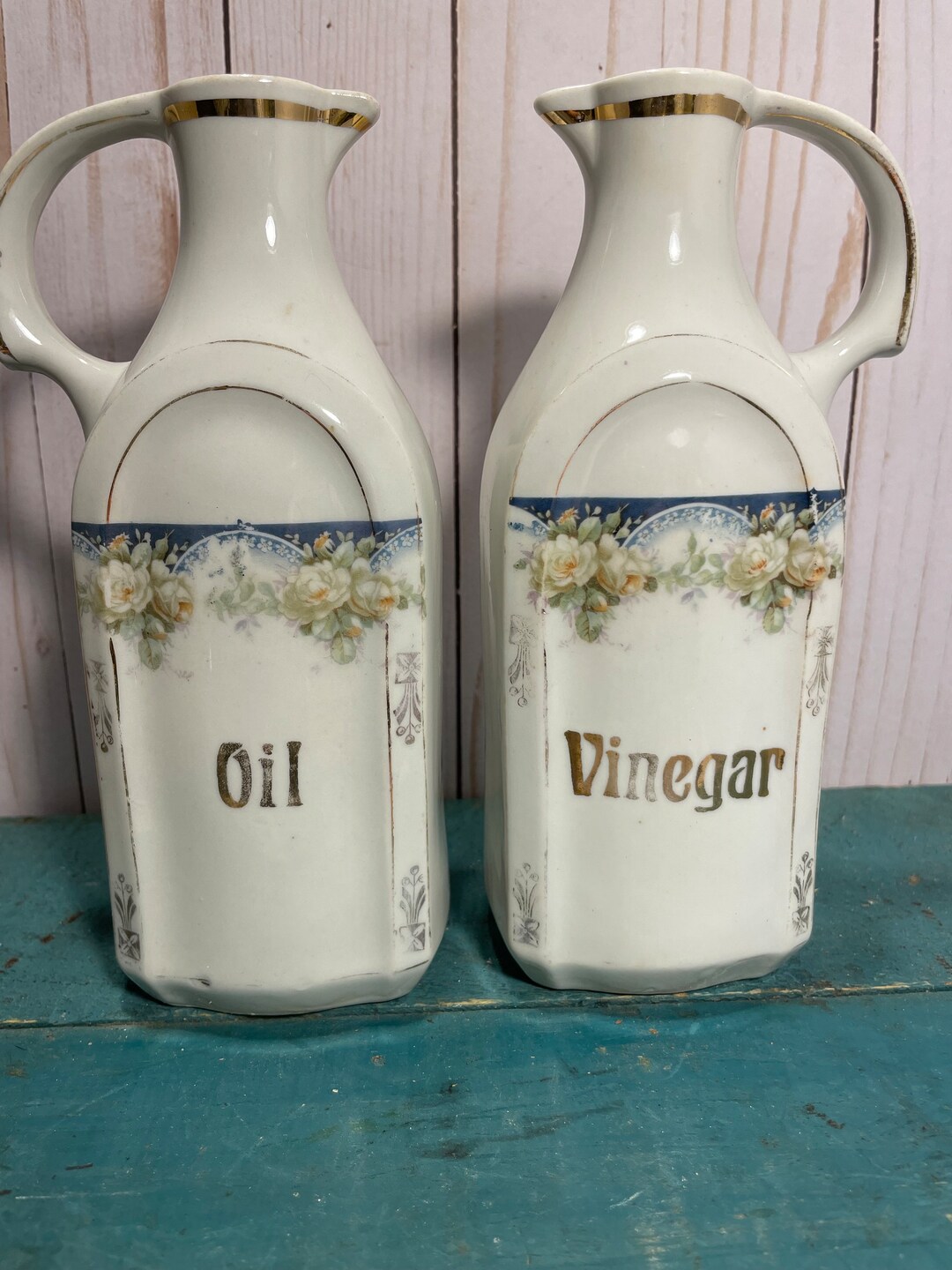 Vintage German Cruet Bottle Set, Oil and Vinegar, Fancy Dining - Etsy