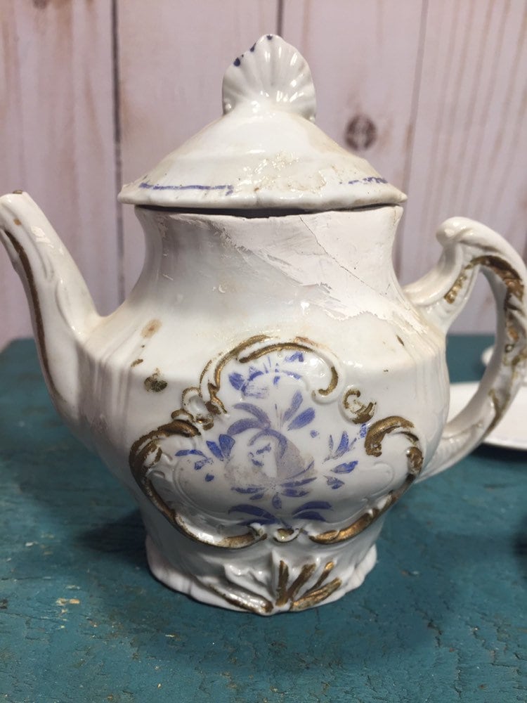 Victorian Toy Tea Set Doll Dishes Porcelain Tea Set Child | Etsy