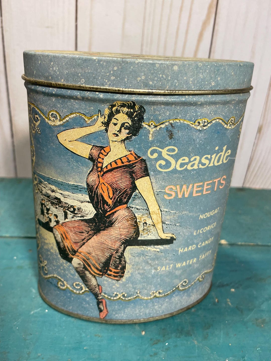 Nostalgic Beach Themed Candy Tin, Seaside Sweets, Seashore Souvenir ...