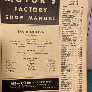 Motors Factory Shop Manual, Vintage Automotive How To, How to Car Book ...