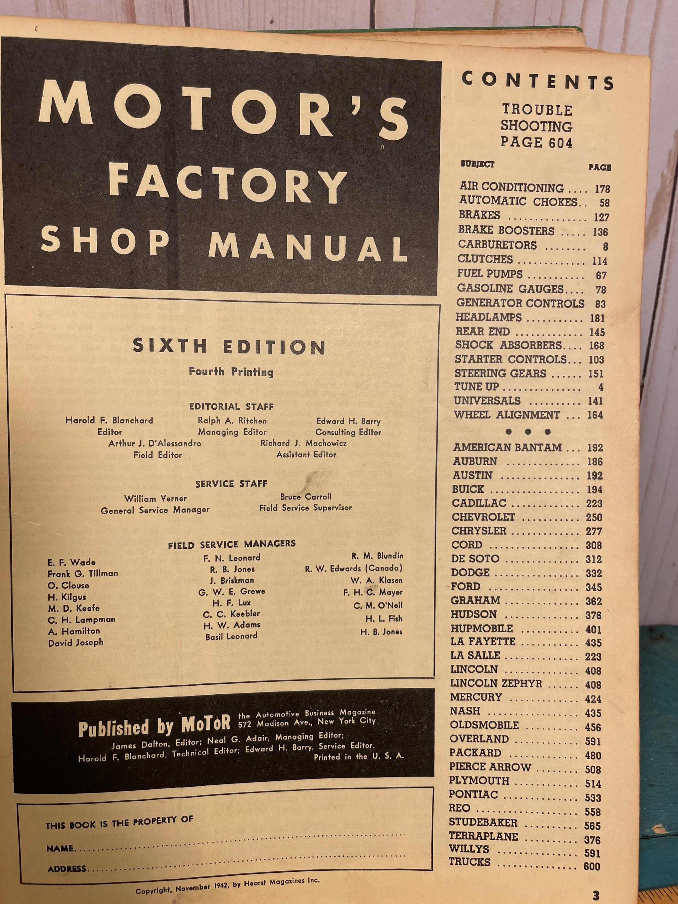 Motors Factory Shop Manual Vintage Automotive How To How to - Etsy