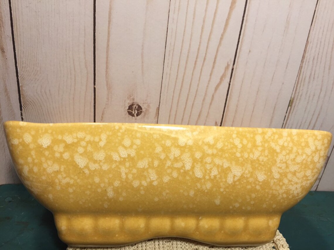 Brush Mccoy Planter Makers Mark Spatter Glaze Yellow USA - Etsy