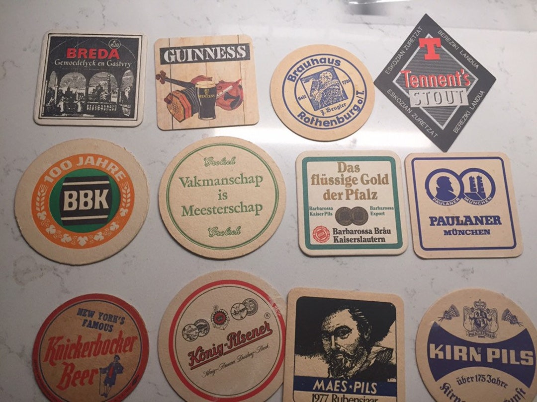 Vintage Beer Coasters, a Dozen Beer Coasters, Barware, Brewery, Beer ...