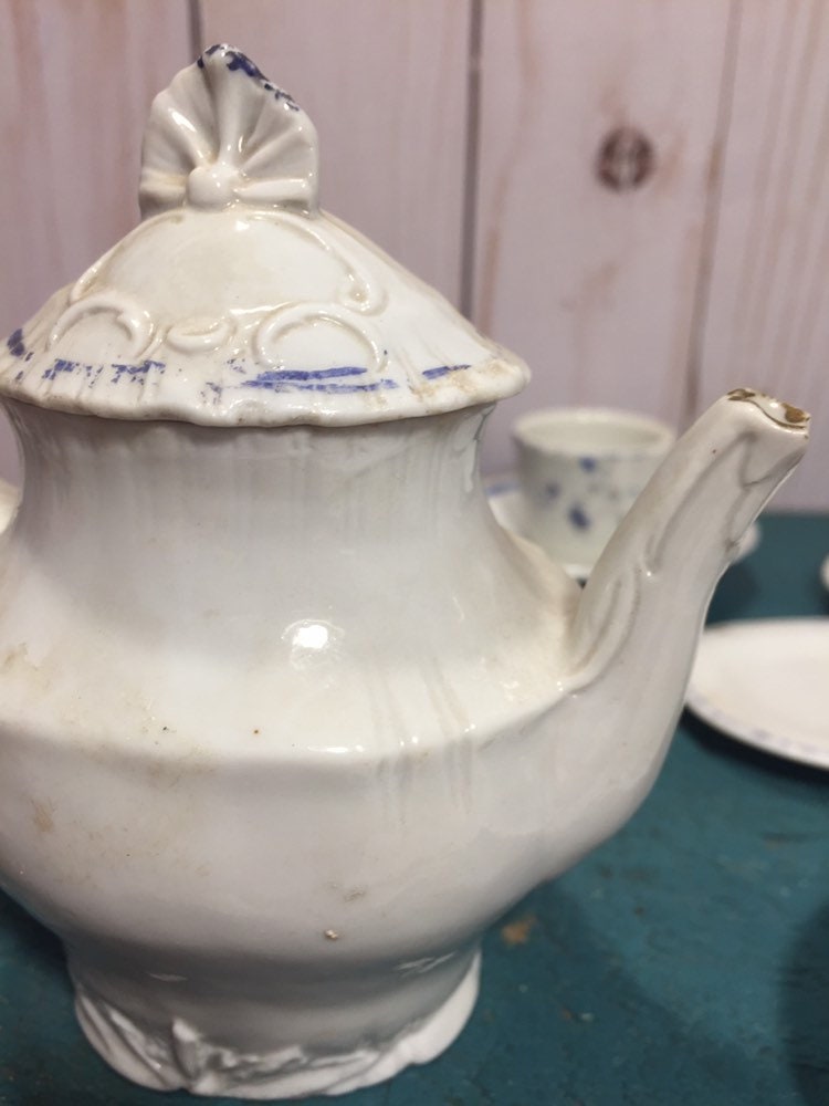 Victorian Toy Tea Set Doll Dishes Porcelain Tea Set Child - Etsy