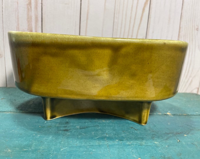 Vintage MCM Planter Dish, Olive Green, California Pottery, Housewarming ...