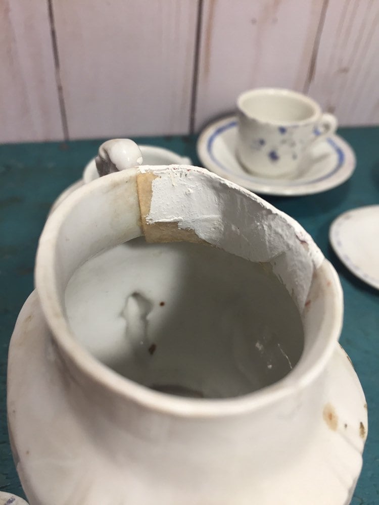 Victorian Toy Tea Set Doll Dishes Porcelain Tea Set Child | Etsy