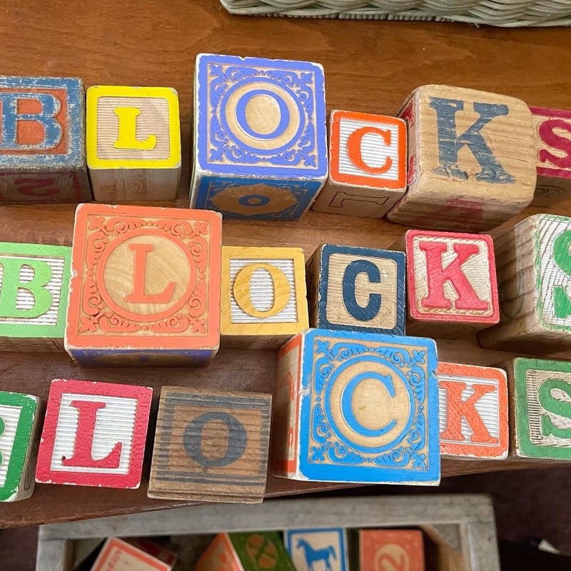 Vintage Wood Blocks Alphabet - Etsy