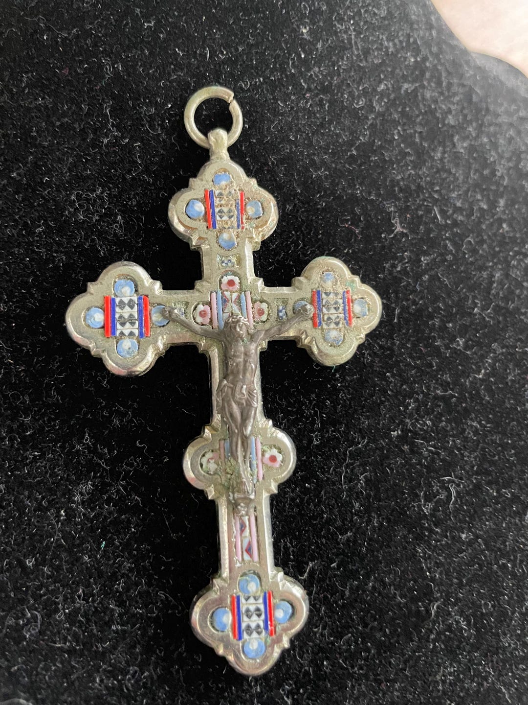 Vintage Catholic Style Crucifix Cross Charm, Antique Italian Micro ...